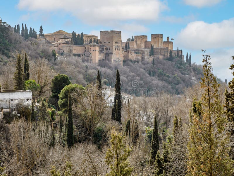 View of Alhambra De Granada Monument from Sacromonte, Spain Stock Image ...