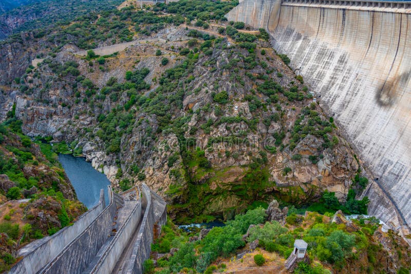 View of Almendra Dam in Spain Stock Photo - Image of industry, barrier ...