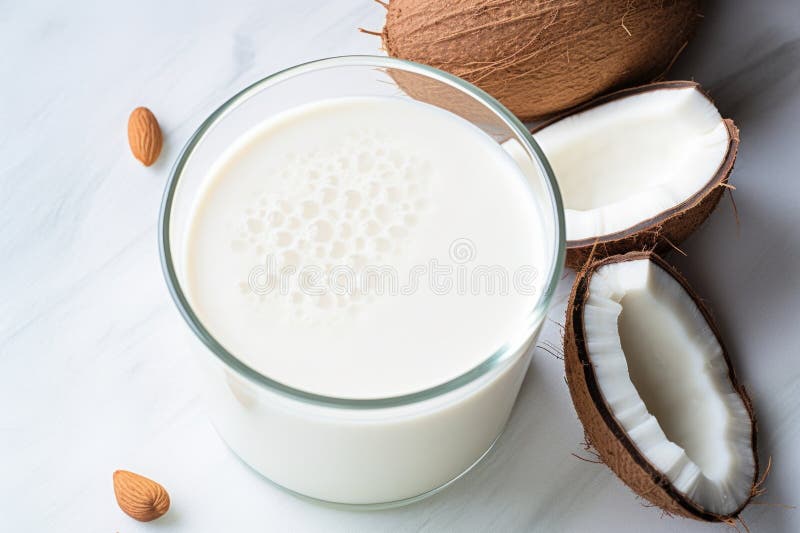 View of Almond Milk Inside a Cold Fridge Stock Photo - Image of ...