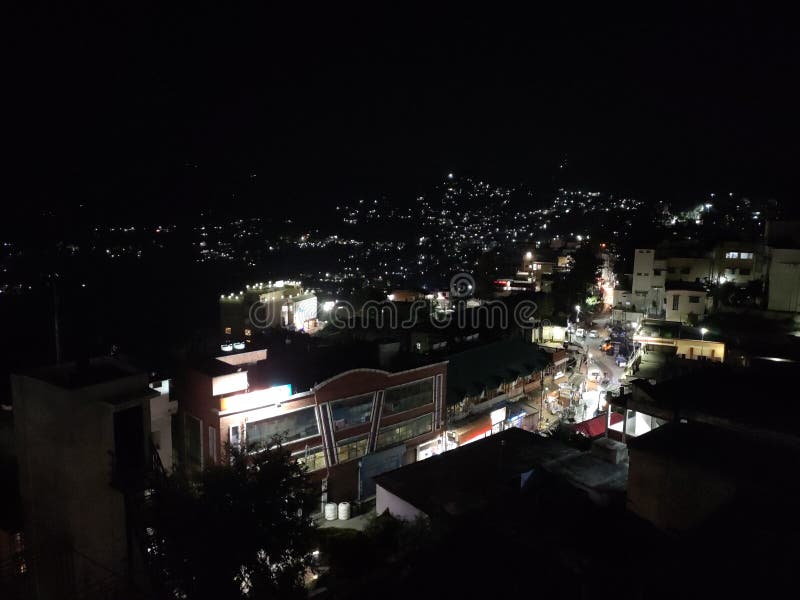 View of Almora City at Night. Stock Image - Image of night, reflection ...