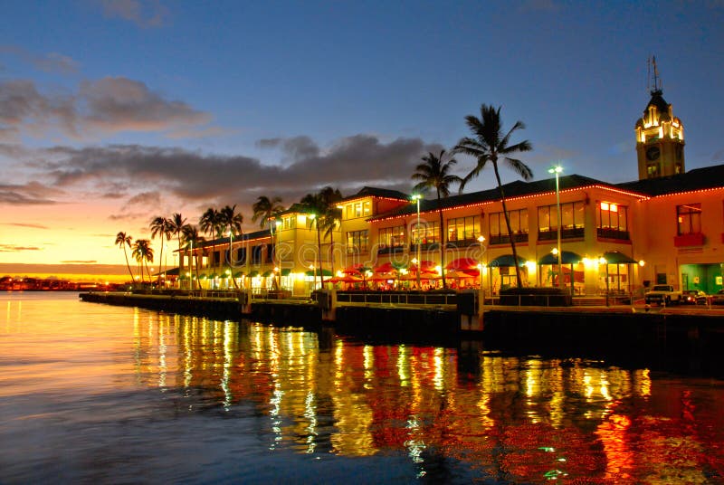 Aloha Tower stock photo. Image of flag, clock, life, business - 2699134