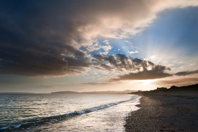 View Along Coast into Beautiful Setting Sun Stock Image - Image of ...