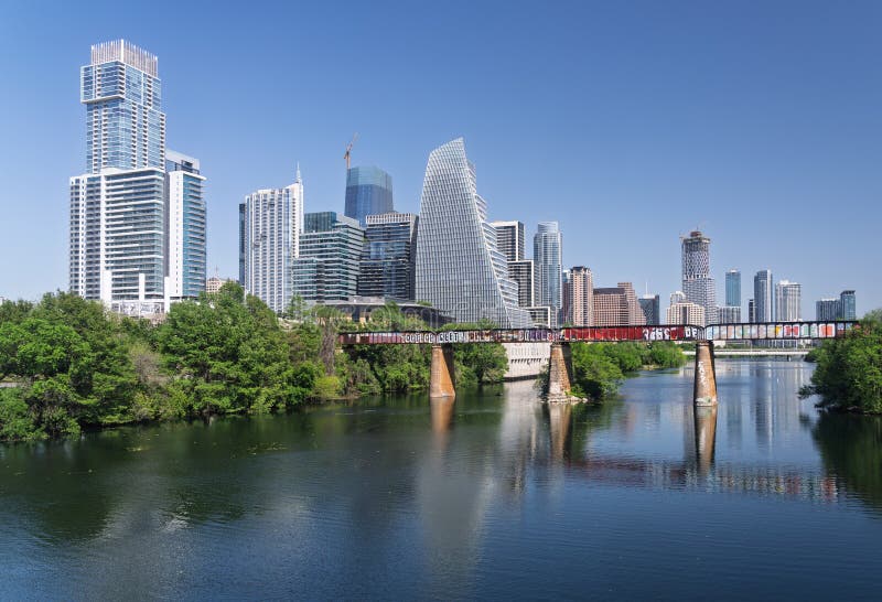 View Along Colorado River of Austin Texas Skyline Editorial Stock Photo ...