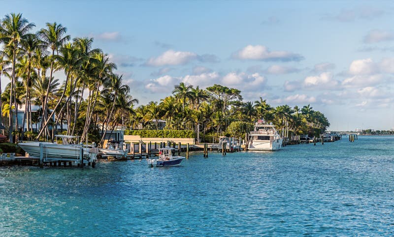 A View Along the Eastern Side of Star Island in Biscayne Bay in Miami ...