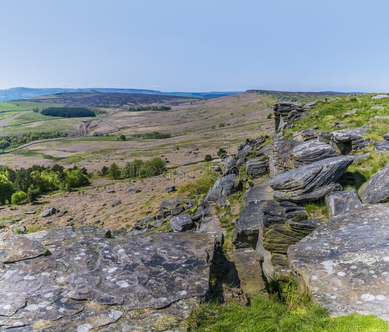 A View Along the Millstone Rock Caps of the Stanage Edge Escarpment in ...