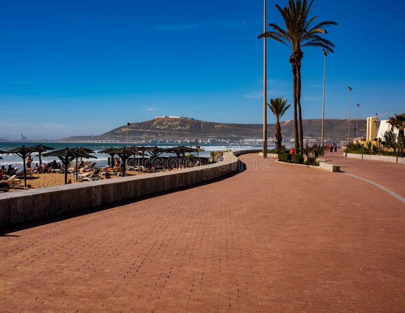 View Along the Promenade in Agadir, Morocco Editorial Photography ...