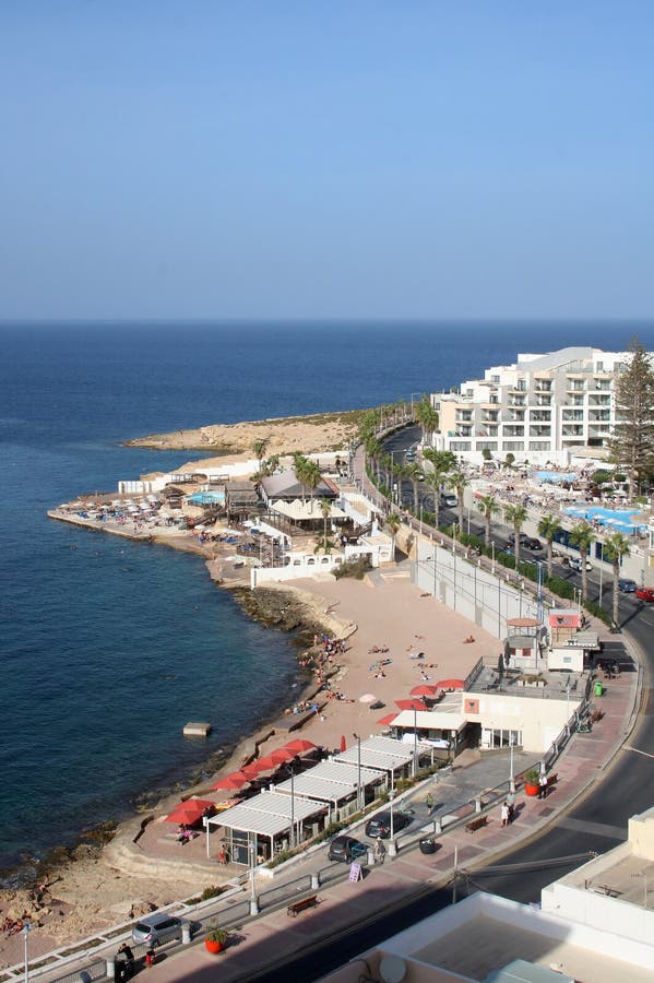 View Along Promenade and Seafront Bugibba, Malta Editorial Stock Photo ...