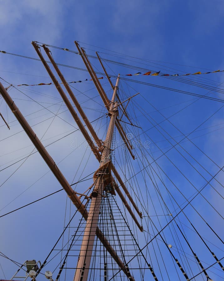 View Along a Sailing Mast Facing the Sky Stock Image - Image of mast ...
