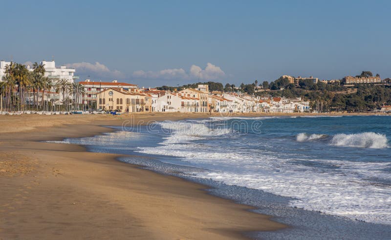View of Altafulla from the Beach, Costa Daurada Stock Photo - Image of ...