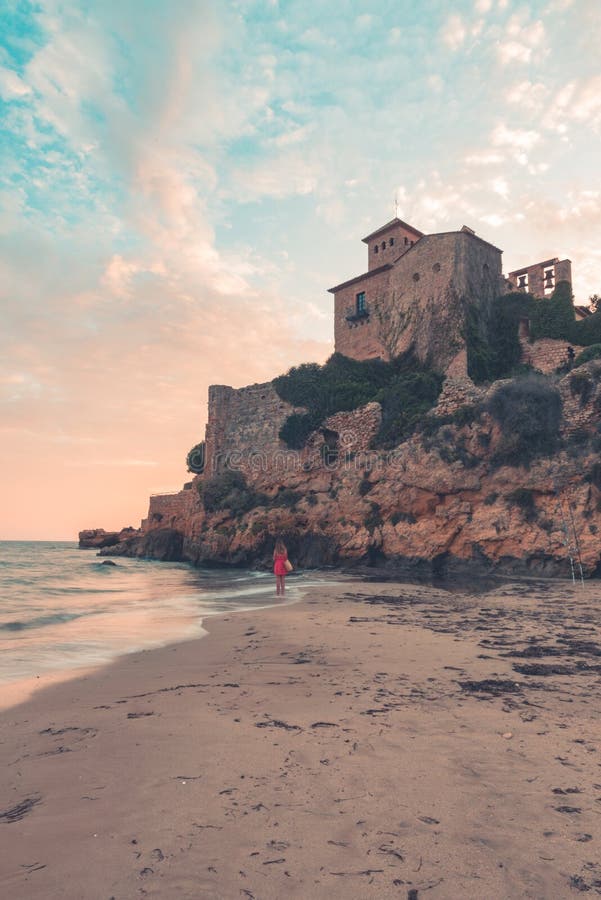 View of Altafulla, Tarragona, Spain. Beach in Summer on the Sunset ...