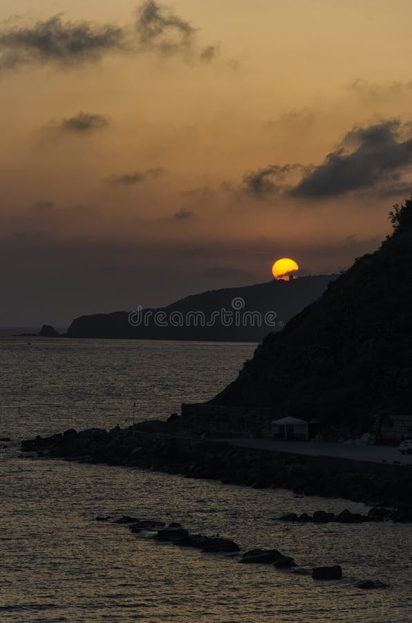 Amazing yellow round sun stock photo. Image of coastal - 107127048