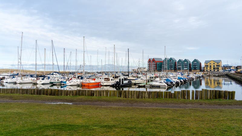 A View of Amble Marina, Amble, Northumberland, UK, from the Braid ...