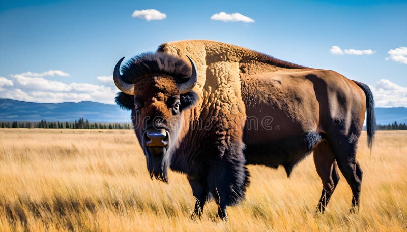 A View of an American Bison Stock Illustration - Illustration of ...