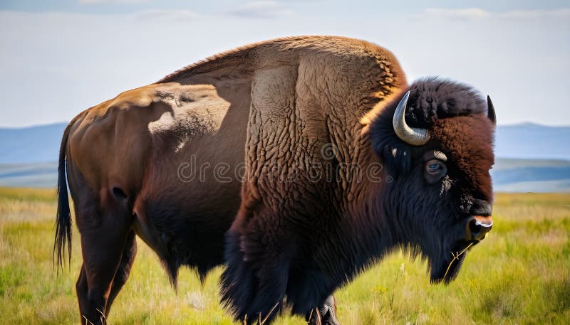 A View of an American Bison Stock Illustration - Illustration of safari ...