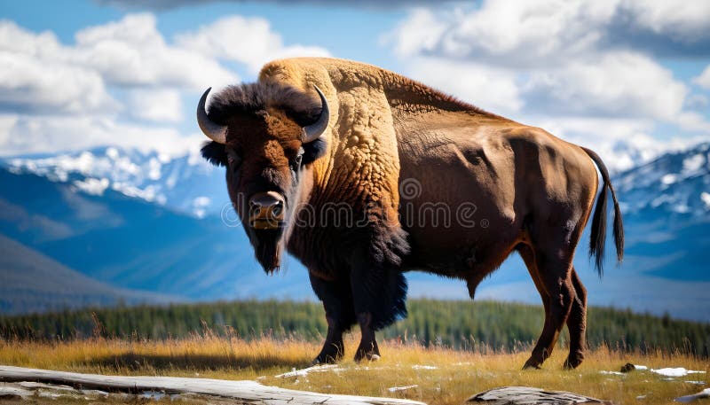 A View of an American Bison Stock Illustration - Illustration of safari ...