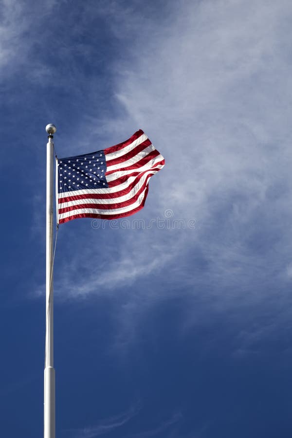 American Flag on the Blue Sky Stock Image - Image of freedom, country ...