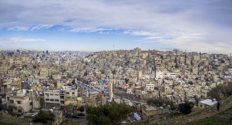 Amman and sunset stock photo. Image of buildings, jordan - 156712172