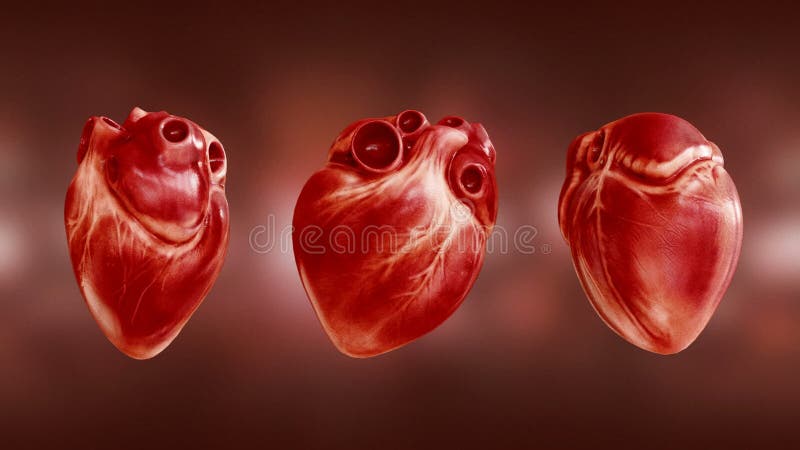 3 View. Anatomy of the Heart. 3D Rendering Animation of a Beating Human ...