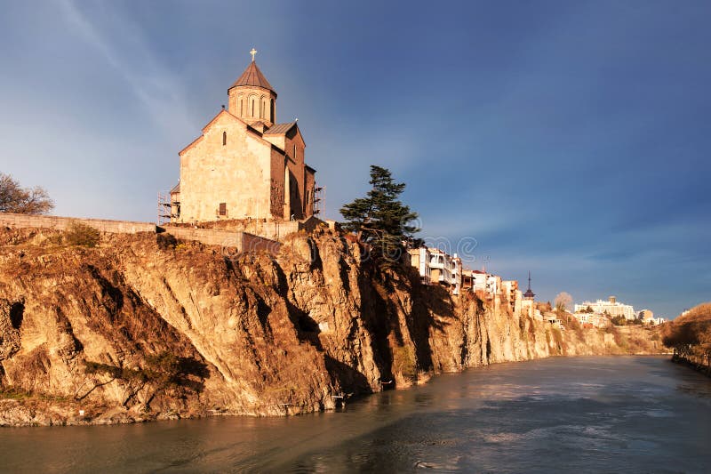 The Church On The Edge Of Cliff Stock Photo - Image of peaceful, plain ...