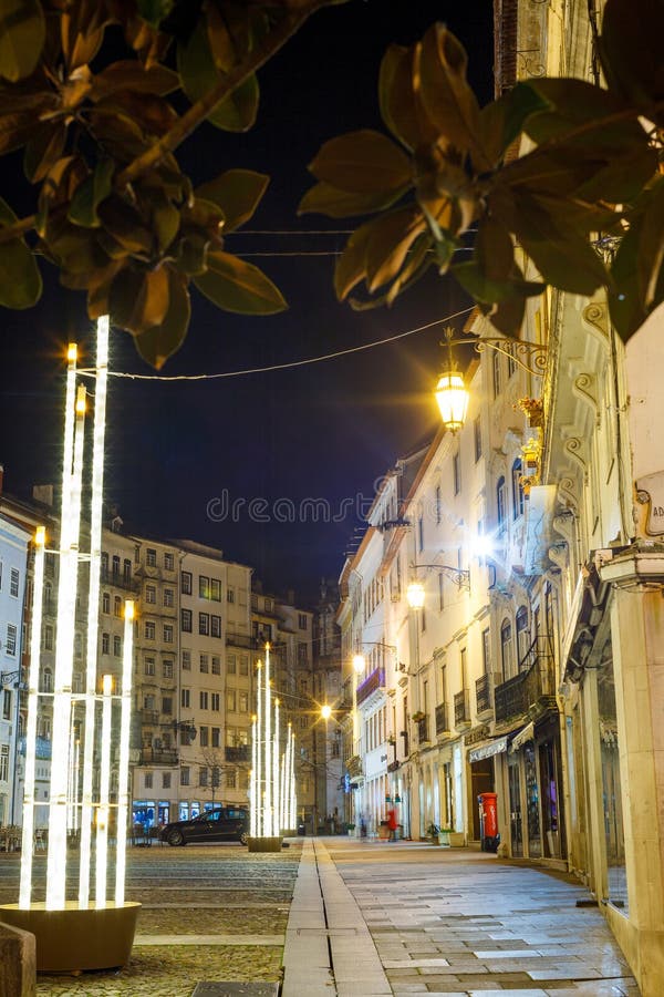 View on an Ancient Illuminated Square at Christmas Night Editorial ...