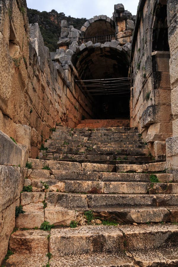 Ancient Myra Rock Tomb at Turkey Demre Stock Image - Image of carving ...