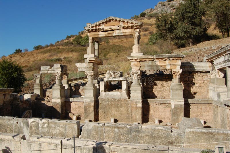View of the Ancient Roman Ruins of Ephesus Anatolia, Turkey. Stock ...