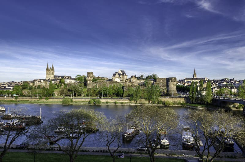 View of Angers through the River. Stock Photo - Image of view ...