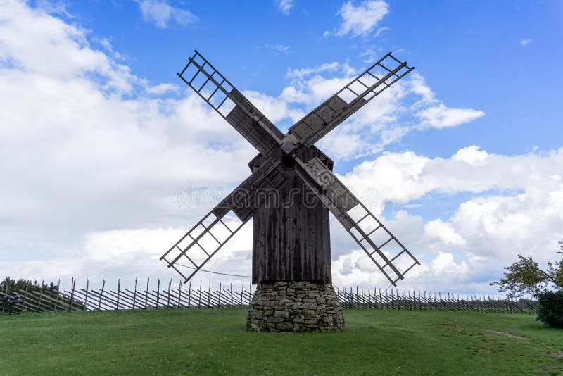 View of the Angla Windmills on Saaremaa Island in Estonia Editorial ...