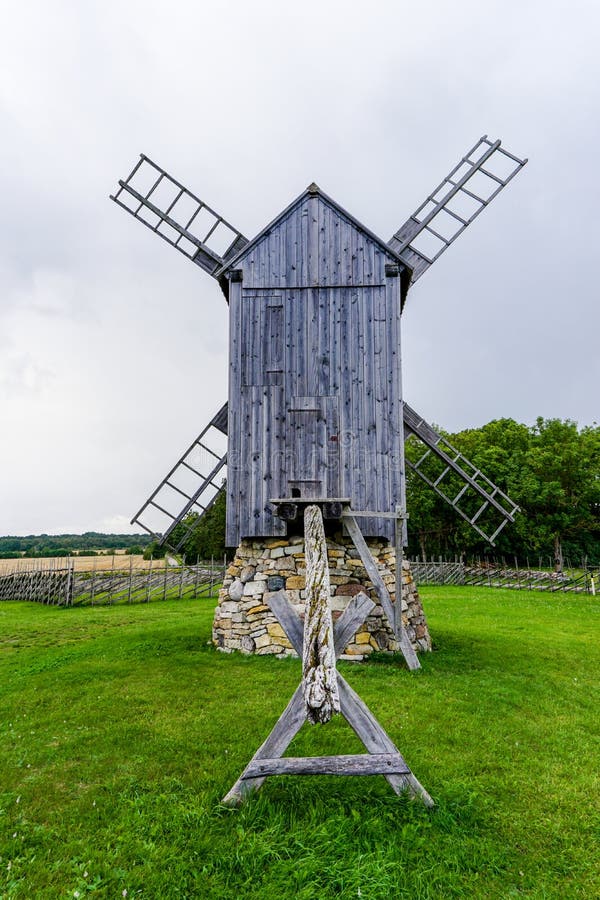 View of the Angla Windmills on Saaremaa Island in Estonia Editorial ...