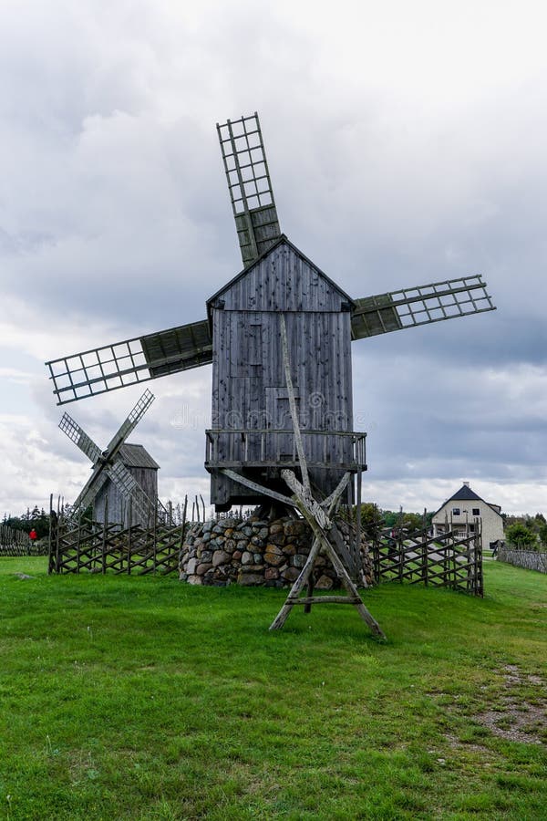 View of the Angla Windmills on Saaremaa Island in Estonia Editorial ...
