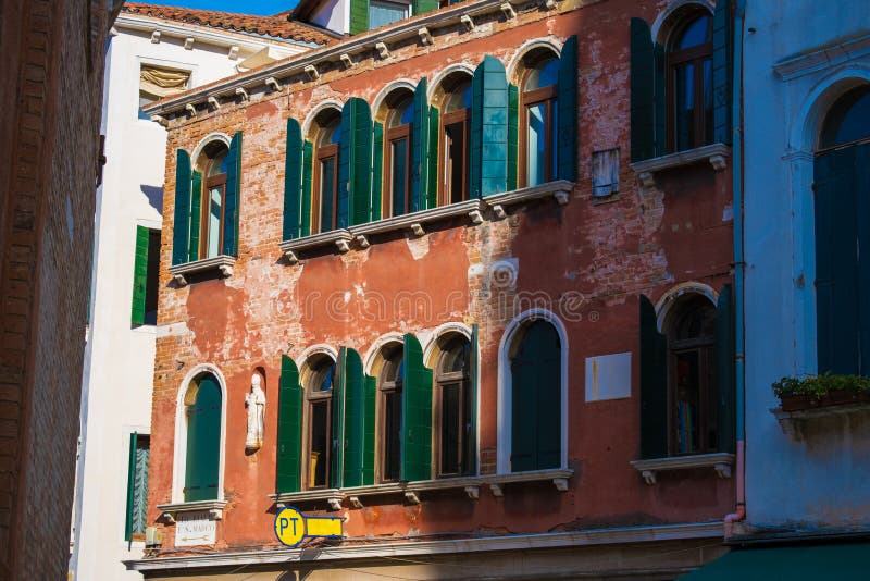 View of Apartment Windows on the Streets of Downtown Venice Stock Photo ...