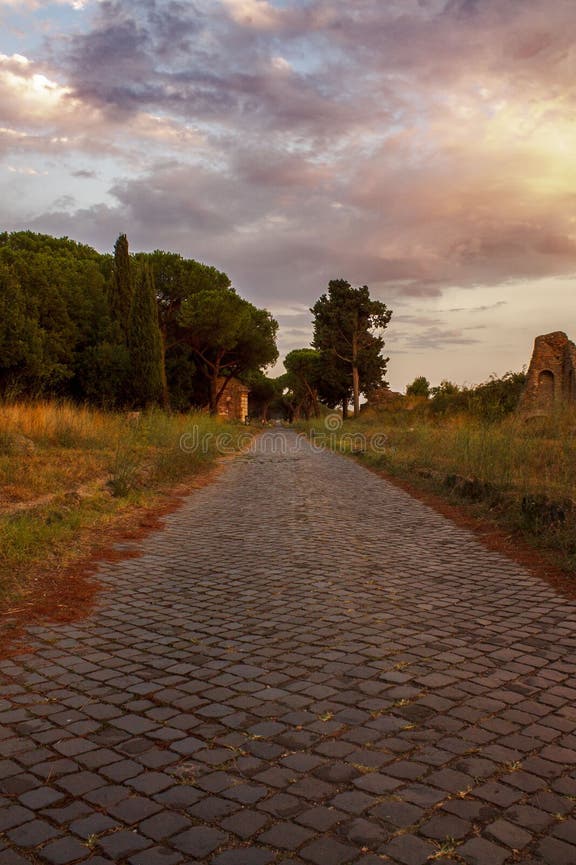 View of Appian way in Rome stock photo. Image of hiking - 331441820