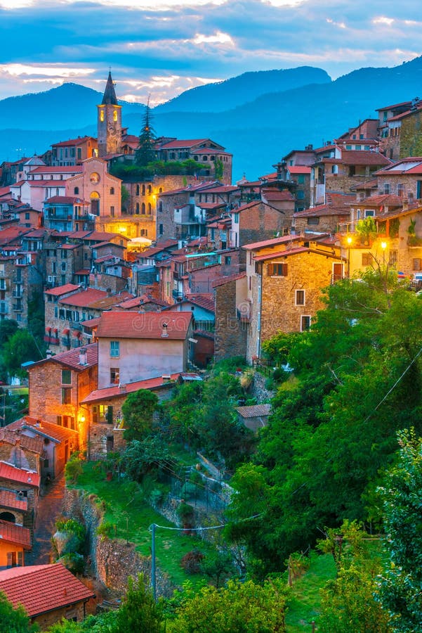 View of Apricale in the Province of Imperia, Liguria, Italy Stock Photo ...