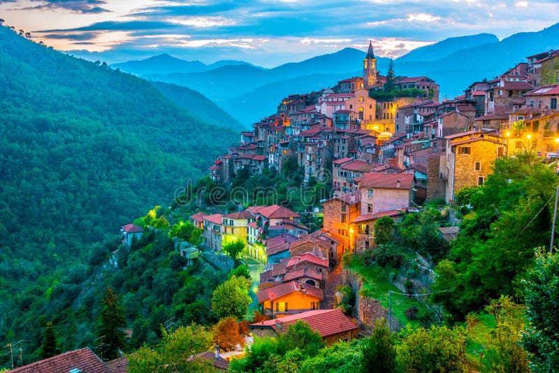 View Of Apricale In The Province Of Imperia, Liguria, Italy Stock Image ...