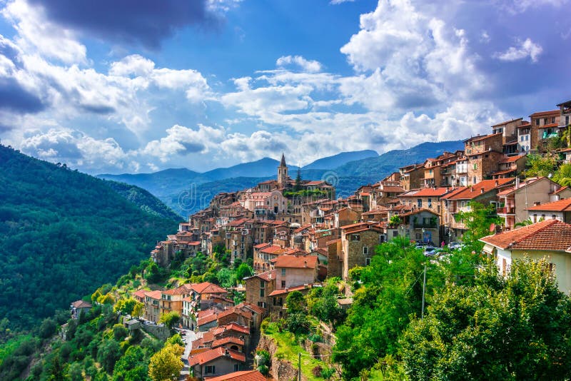 View of Apricale in the Province of Imperia, Liguria, Italy Stock Photo ...