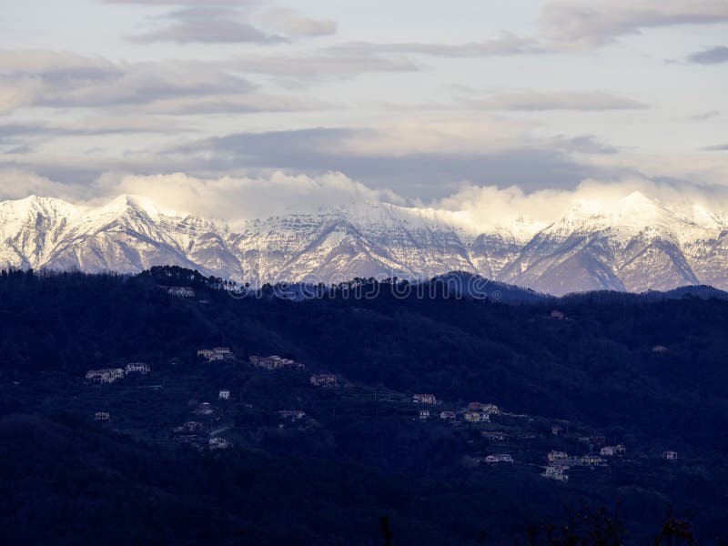 View of apuan alps stock image. Image of landscape, bush - 303249711