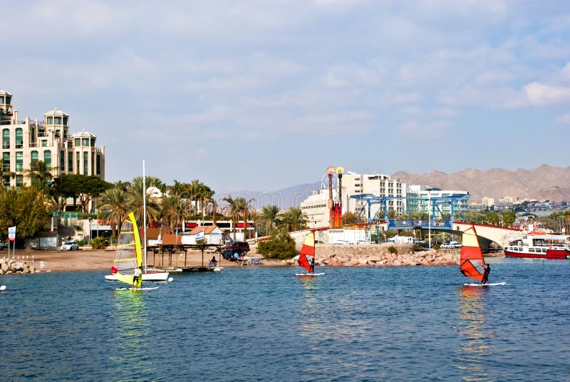 View on the Aqaba Gulf in Eilat, Israel Stock Photo - Image of tourism ...