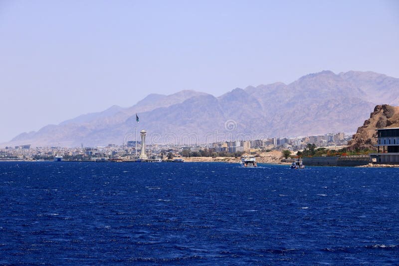 View of Aqaba, Jordan, Seen from the Sea Stock Photo - Image of vessel ...