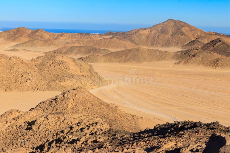 View of Arabian Desert and Mountain Range Red Sea Hills in Egypt Stock ...