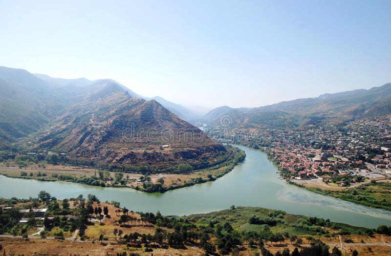 View of Aragvi and Kura from Jvari Monastery Stock Photo - Image of ...