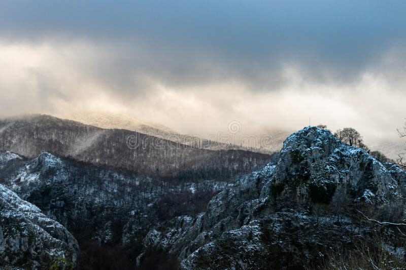 View of Aranzazu Mountains in Winter in the Basque Country (Spain ...