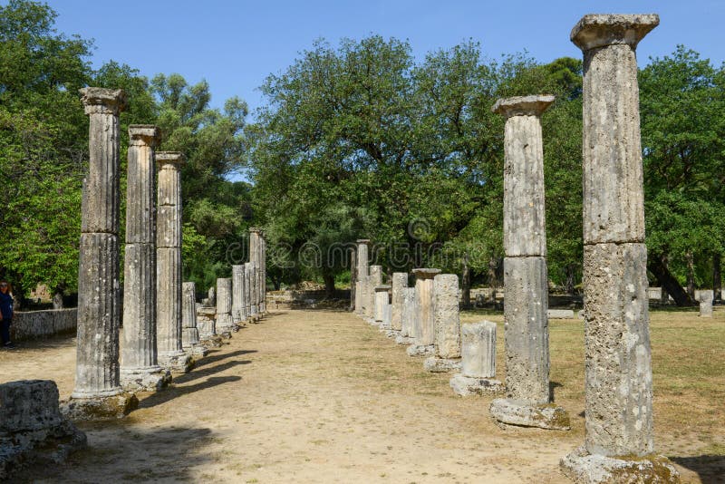 View at the Archeological Site of Ancient Olympia, Greece Stock Image ...