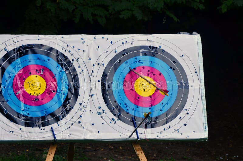 View of Archery Target Standing on a Meadow Stock Image - Image of ...