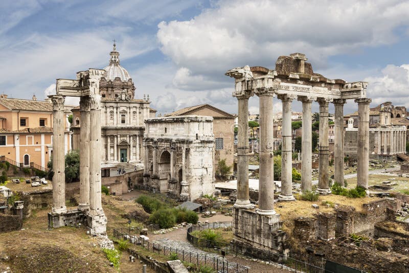 View of the Architectural Monuments of Ancient Rome in the Roman Forum ...