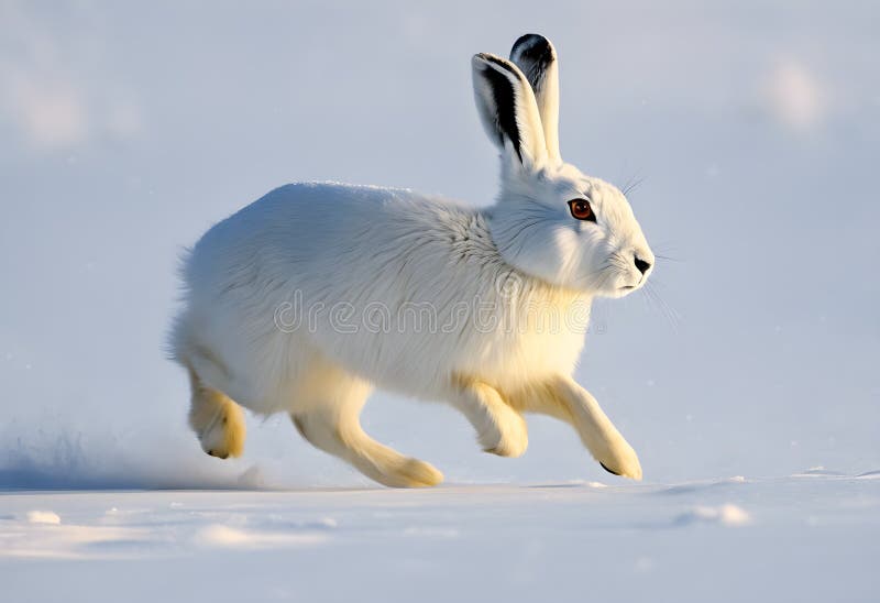 A View of an Arctic Hare in the Snow Stock Illustration - Illustration ...