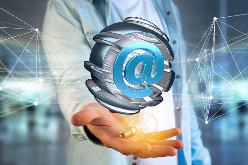 Arobase Symbol Displayed in a Sliced Sphere - 3D Rendering Stock Photo ...