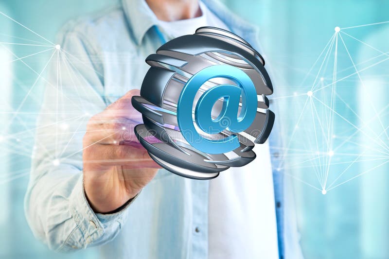 Arobase Symbol Displayed in a Sliced Sphere - 3D Rendering Stock Image ...