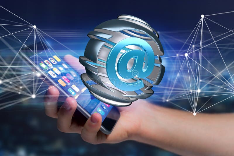 Arobase Symbol Displayed in a Sliced Sphere - 3D Rendering Stock ...