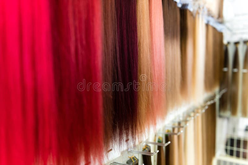 View of Artificial Hair with Different Shades Displayed in the Store ...