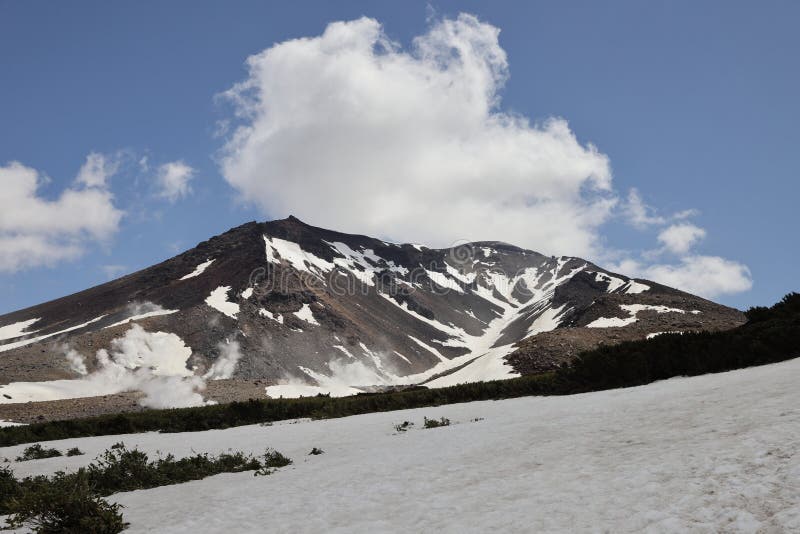 View of Asahidake (Mount Asahi) in Japan Stock Image - Image of snow ...
